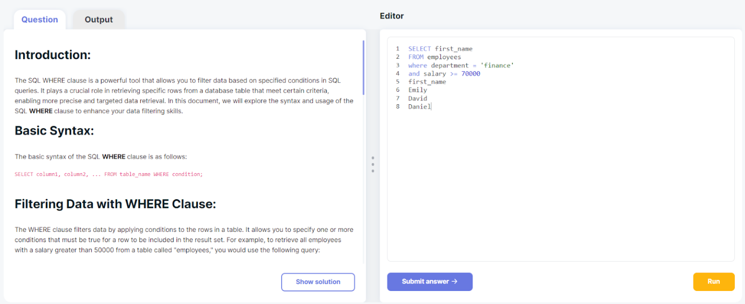 Introduction to SQL Tutorial. Online training course
